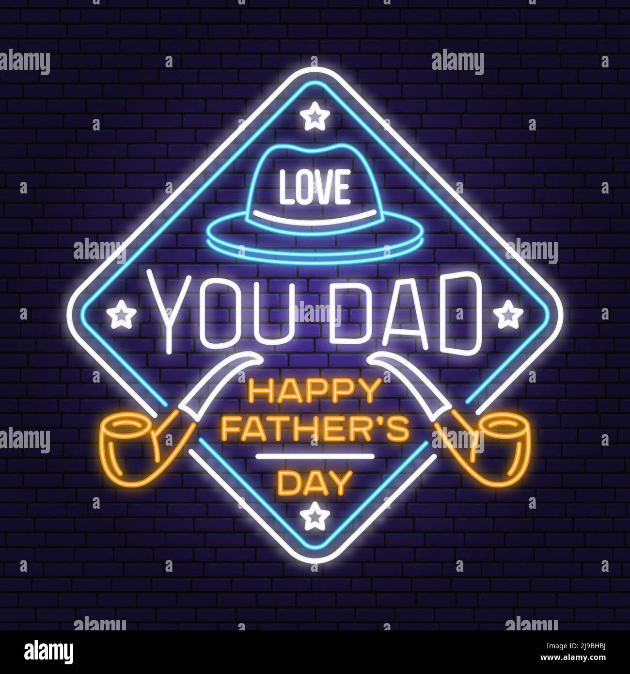 Love you dad. Happy Father's Day badge, logo Neon sign. Vector ...