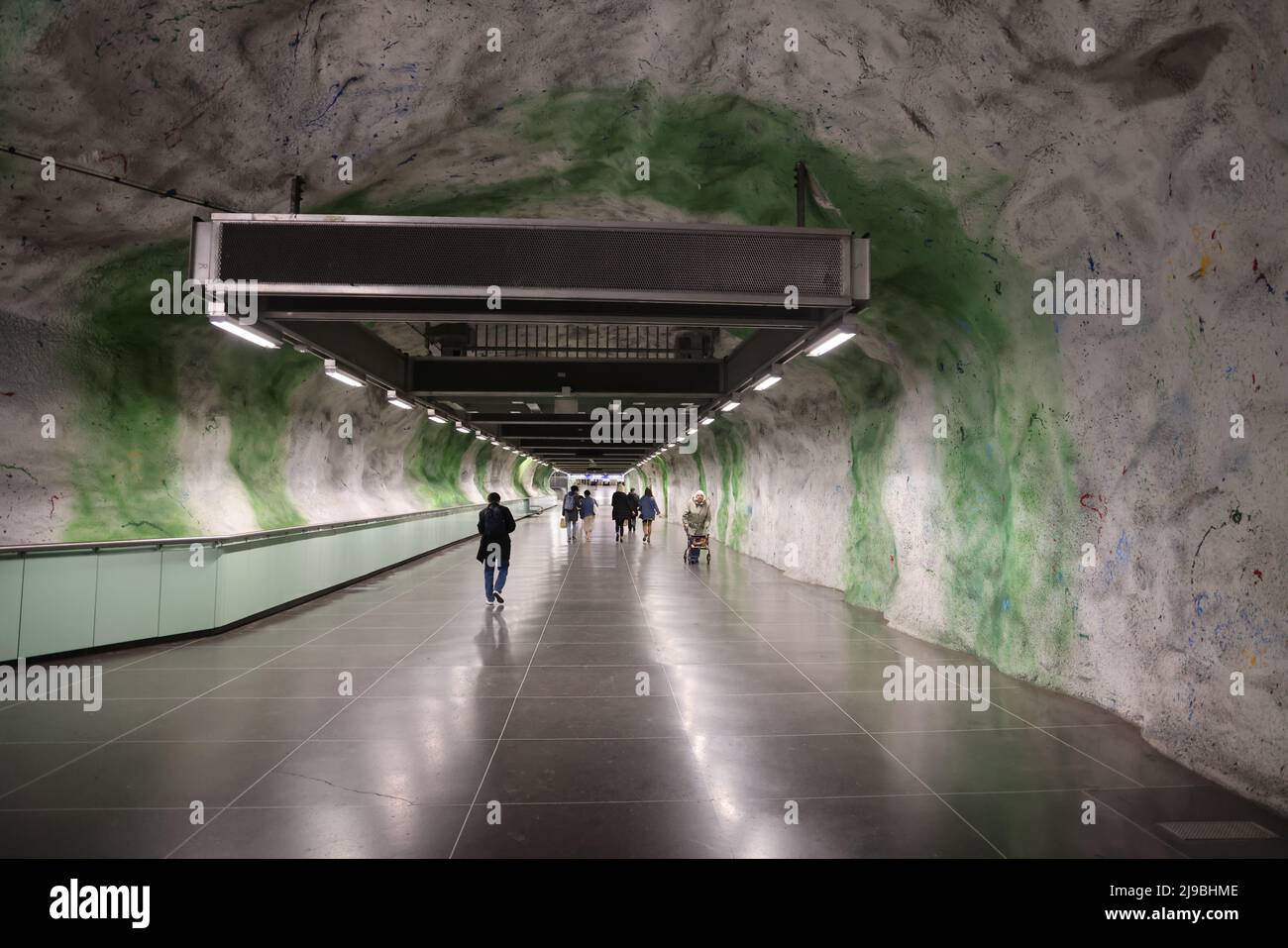 Decorated passage in a metro station (Tunnelbana) in Stockholm, Sweden ...