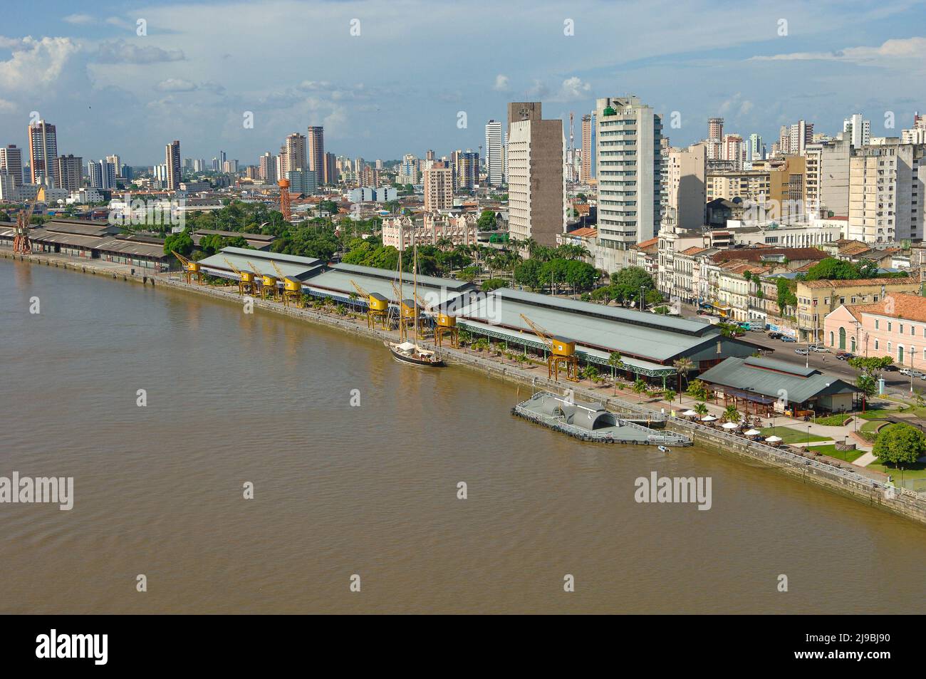 AEerial view of Estação das Docas, riverside warehouses converted into ...