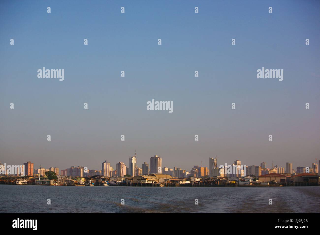 Riverside sunrise view of the skyline of Belém do Pará, metropolis of ...
