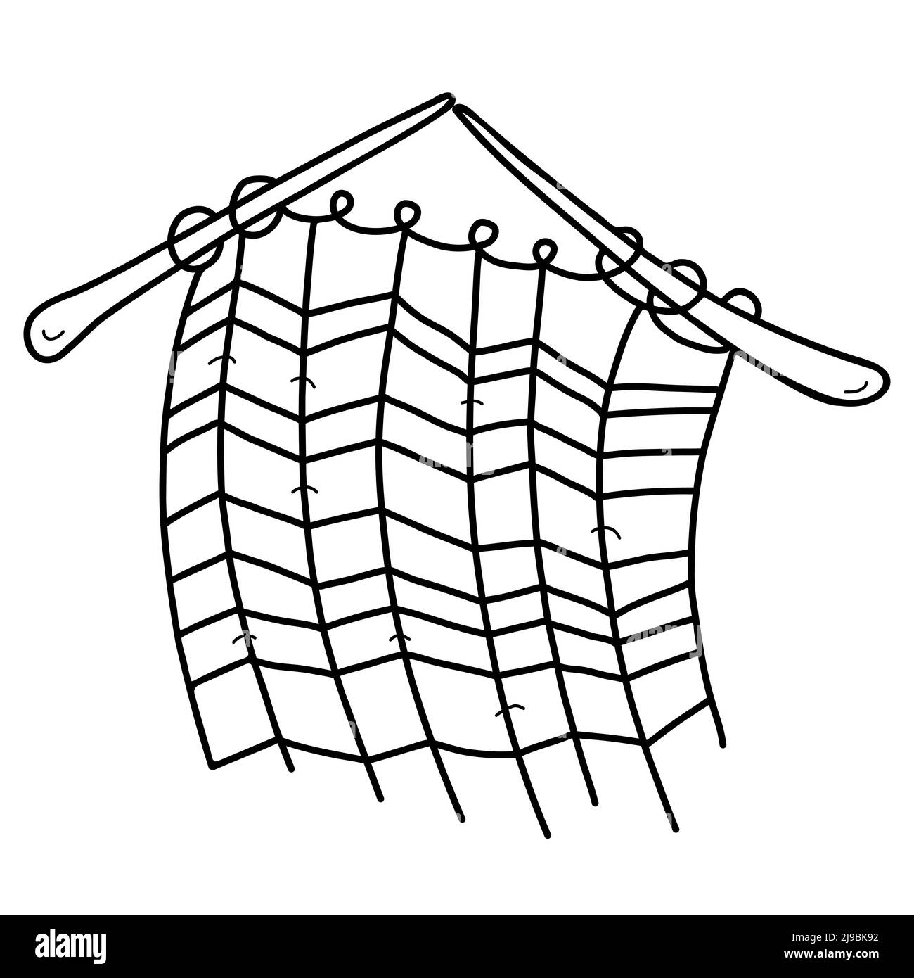 Knitting with threads. Knitted thing on needles. Vector illustration in ...