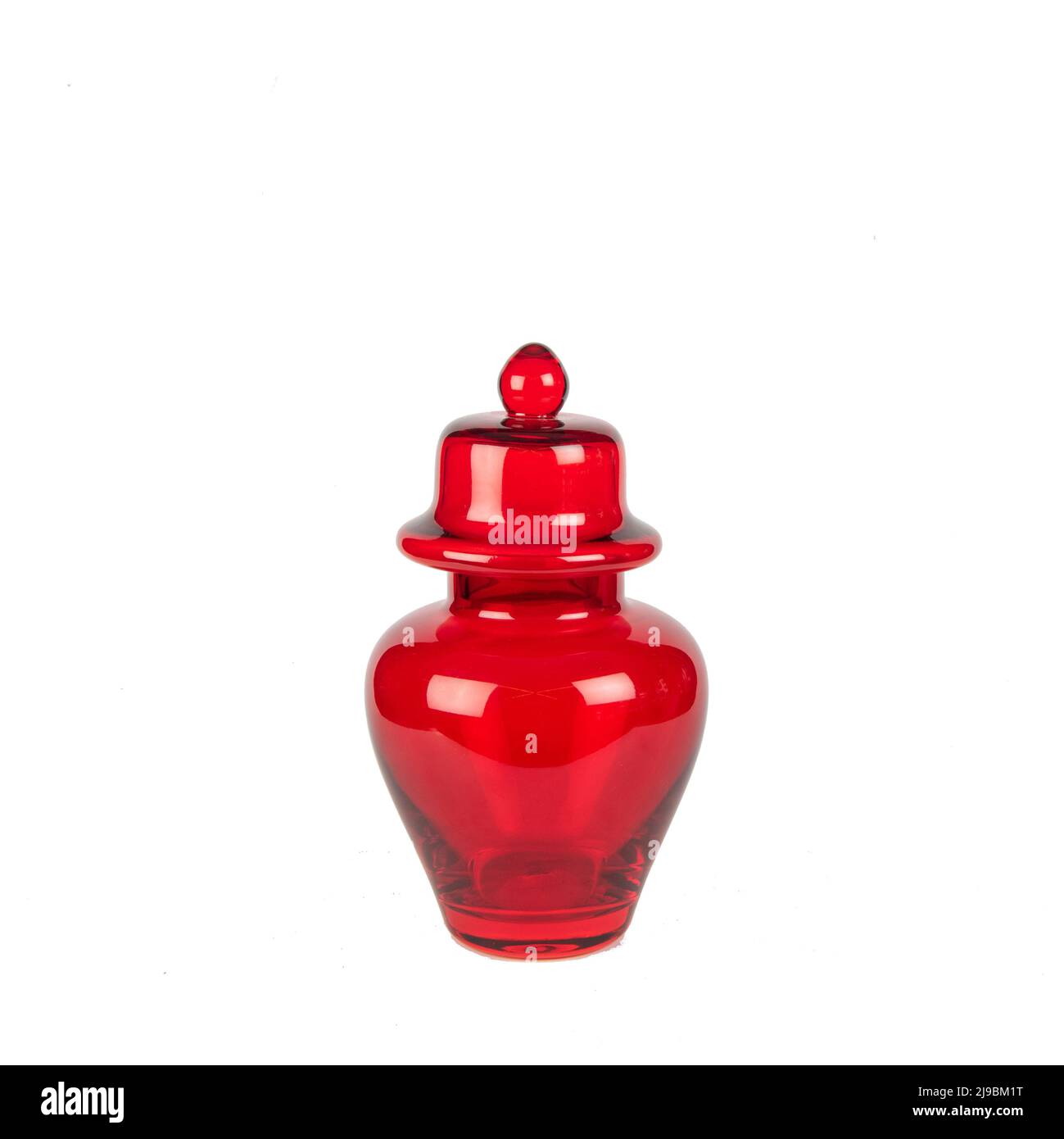 red glass vase home decor element isolated on white Stock Photo - Alamy