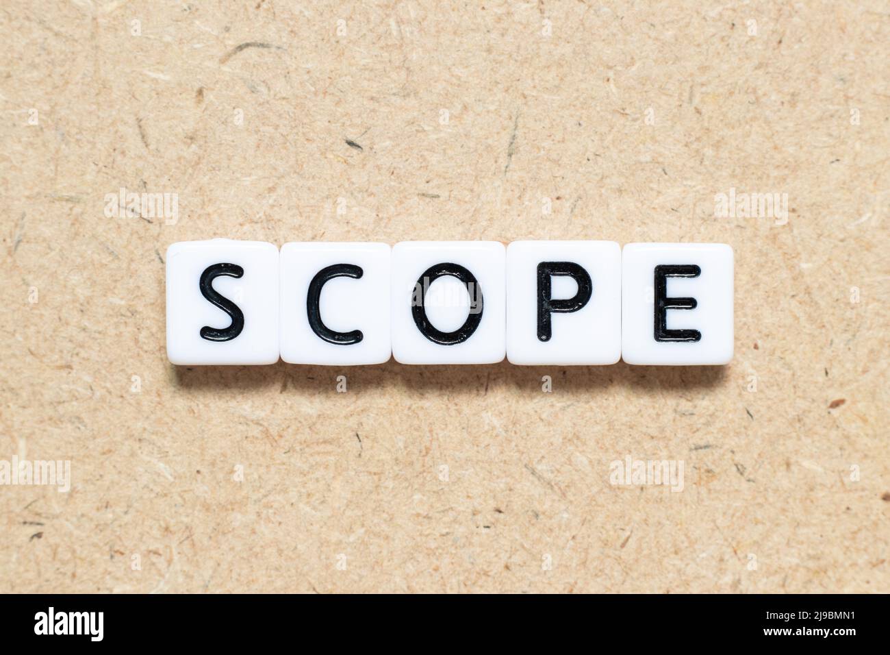 White tile alphabet letter with word scope on wood background Stock ...