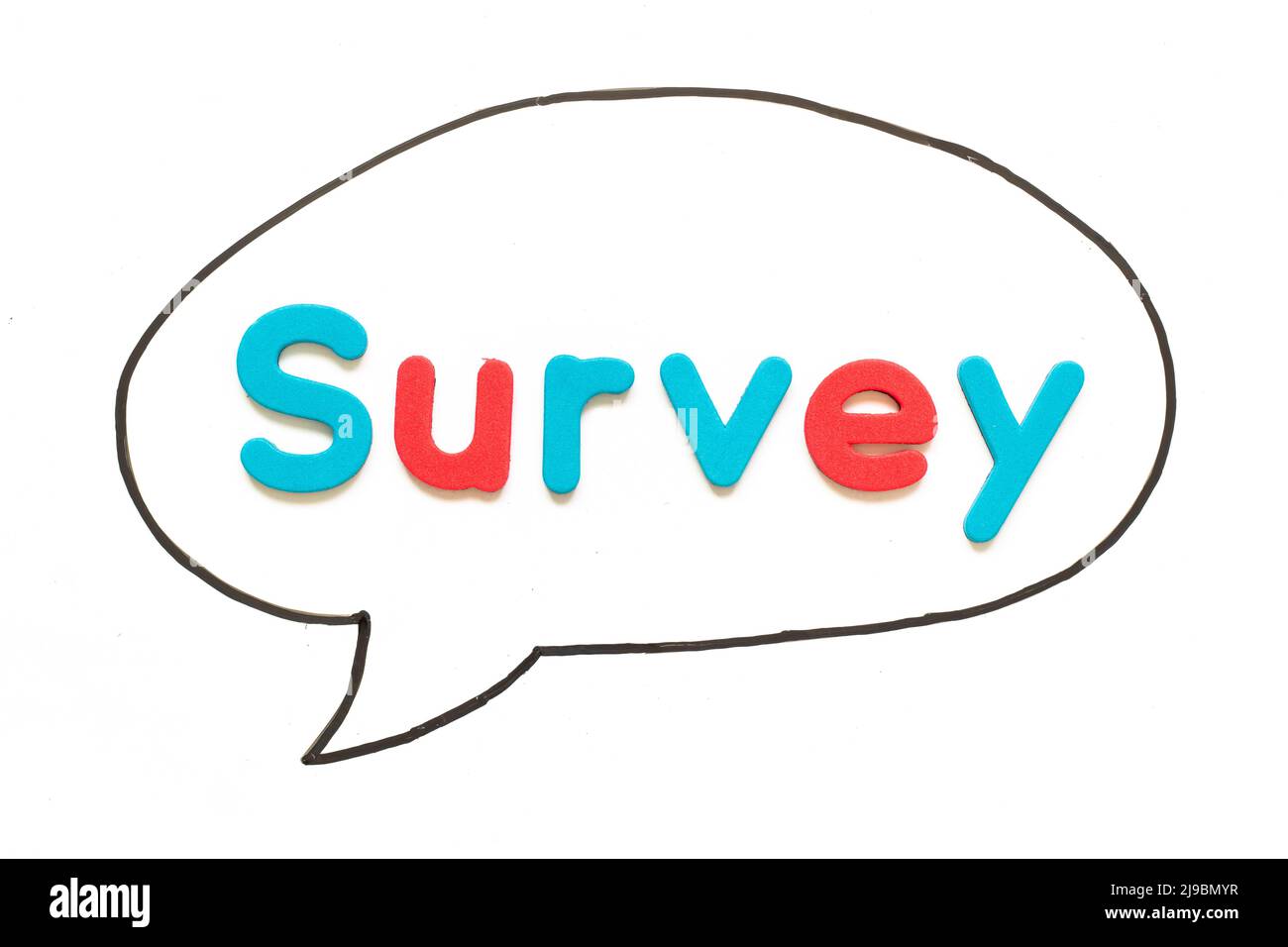 Alphabet letter with word survey in black line hand drawing as bubble ...