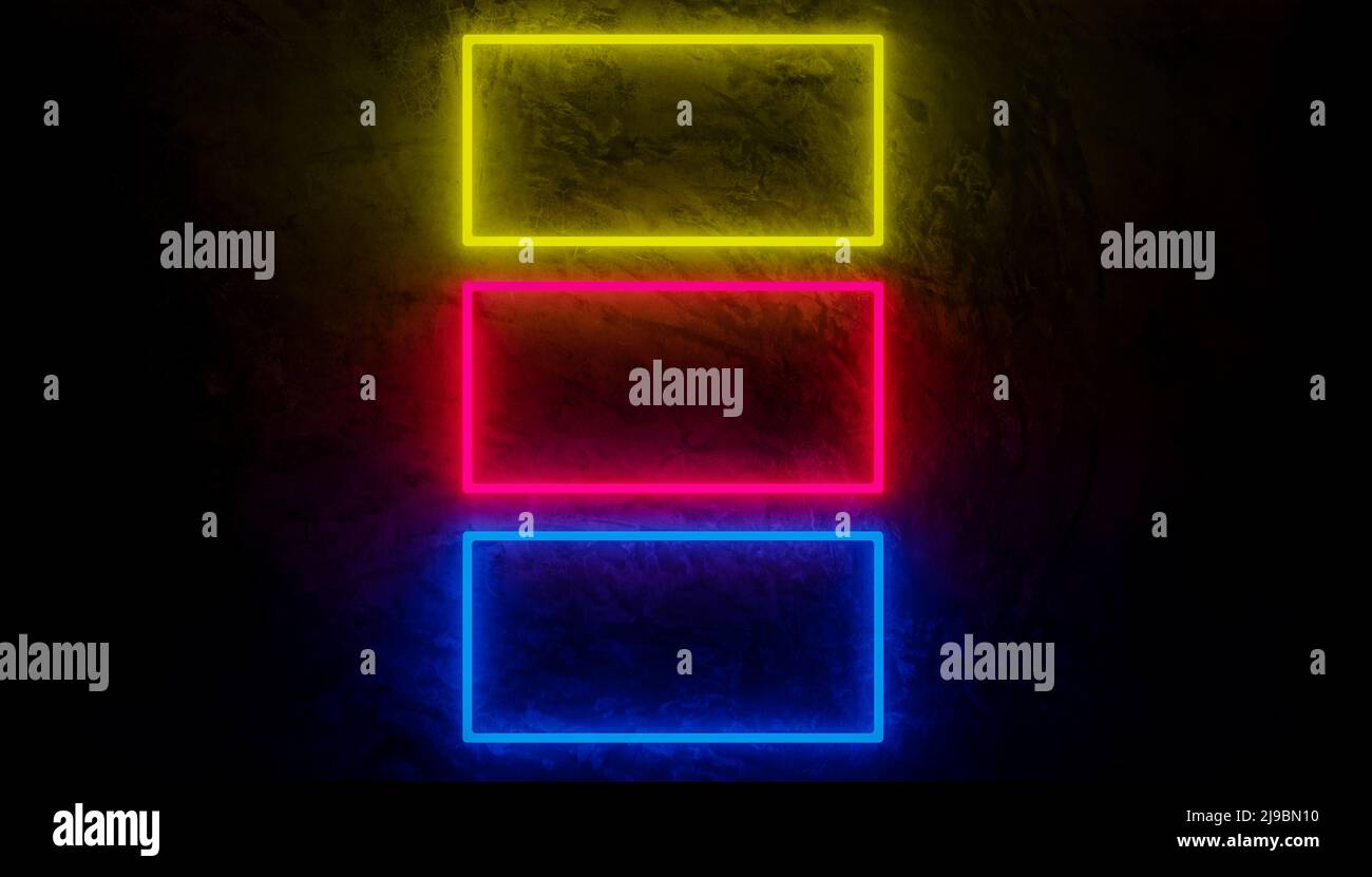 Neon mock-up billboard design for text, square box with light colored ...