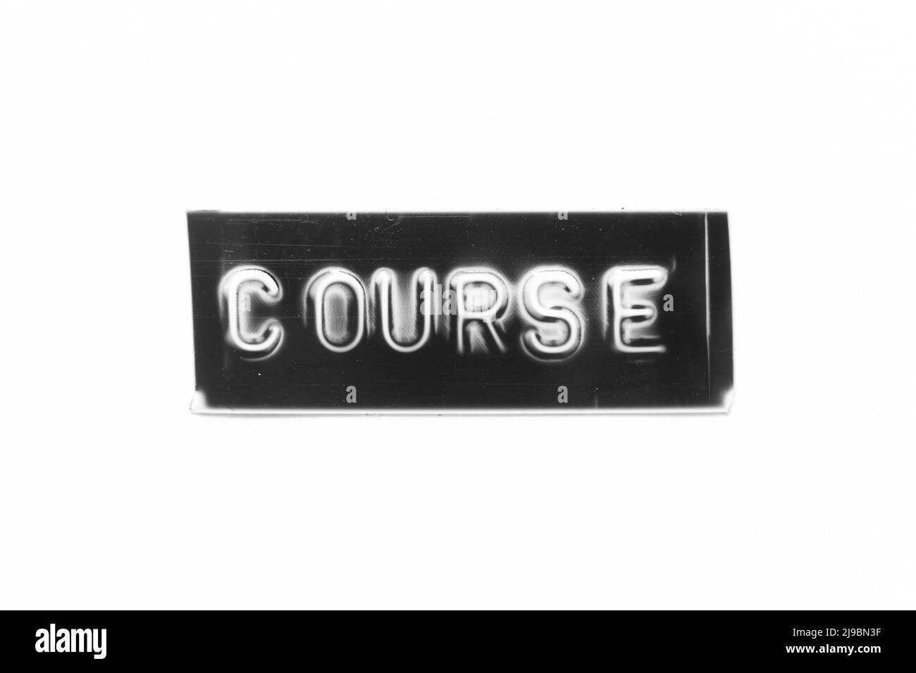 Black color banner that have embossed letter with word course on white ...