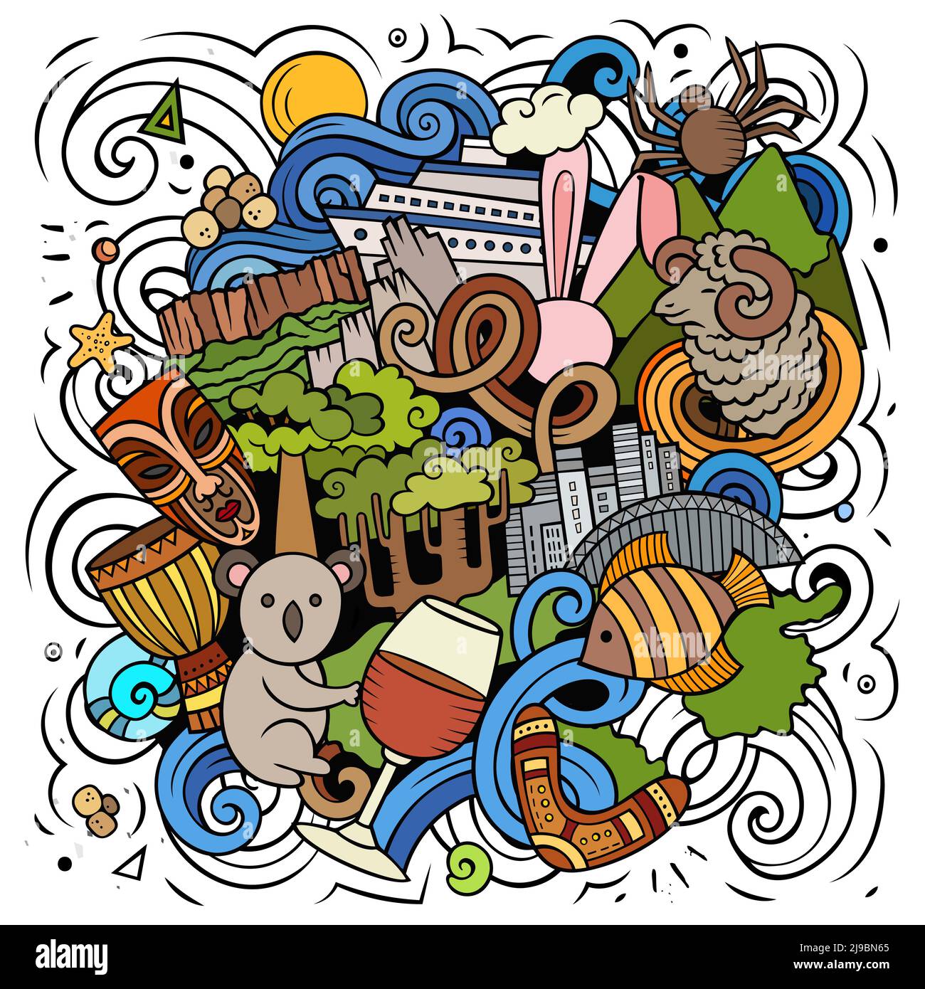 Australia cartoon vector doodle illustration Stock Vector Image & Art ...
