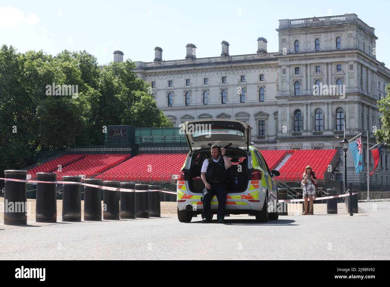 Police tape cordons off Horse Guards Parade in central London, after ...