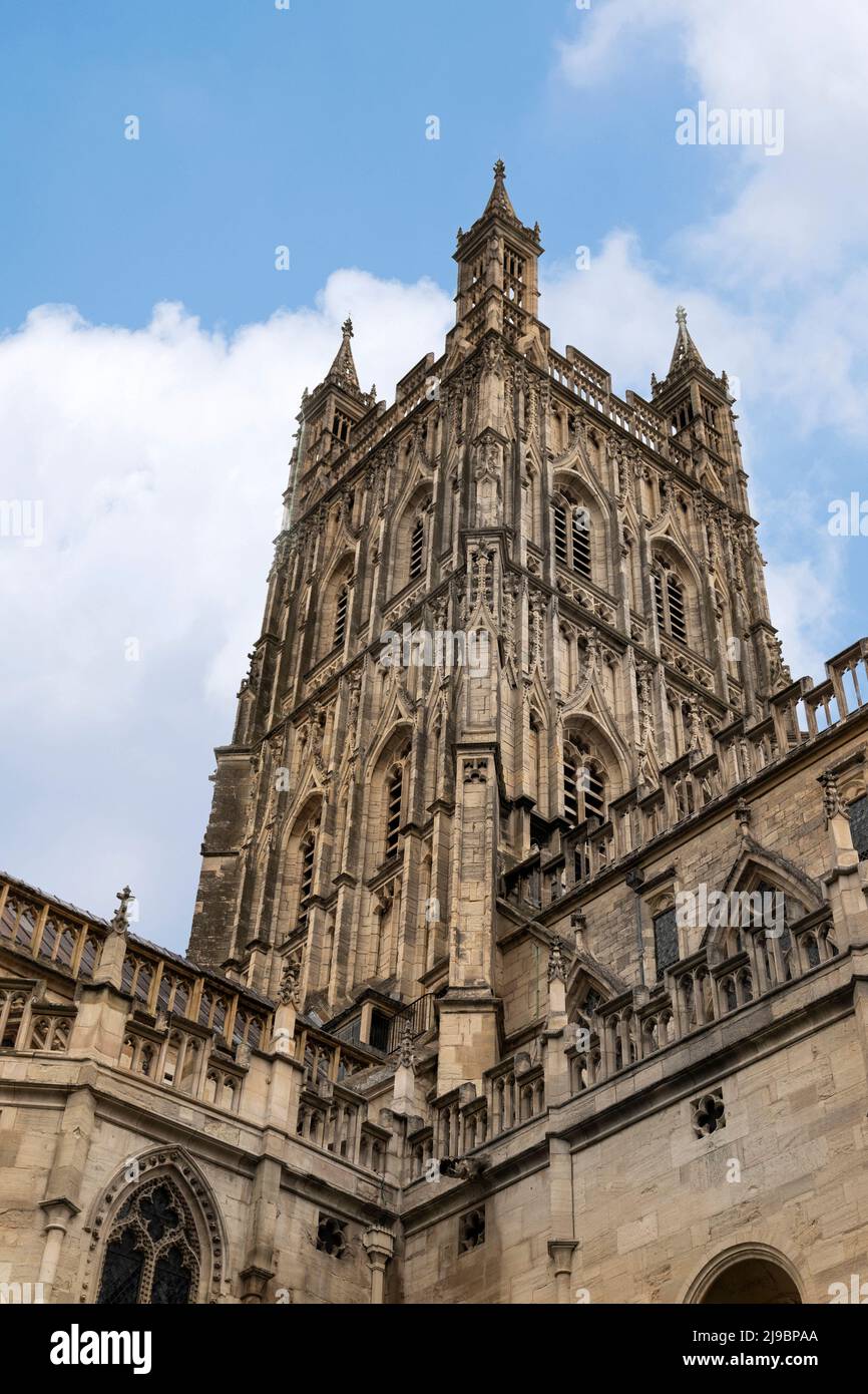 View of the tower of Gloucester Cathedral a.k.a. the Cathedral Church ...