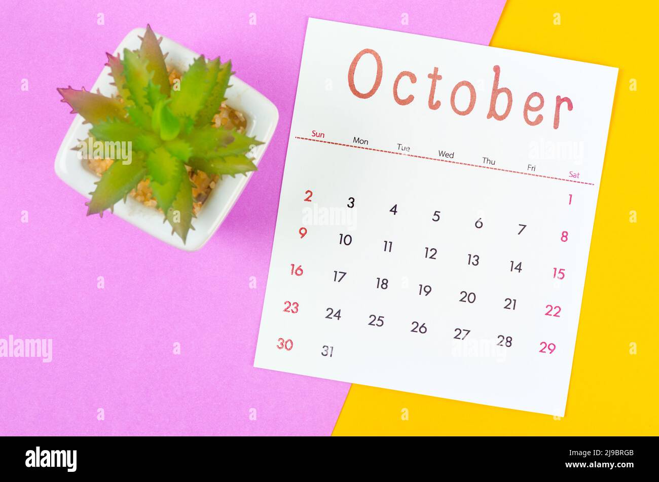 The October 2022 calendar on multicolored background Stock Photo - Alamy