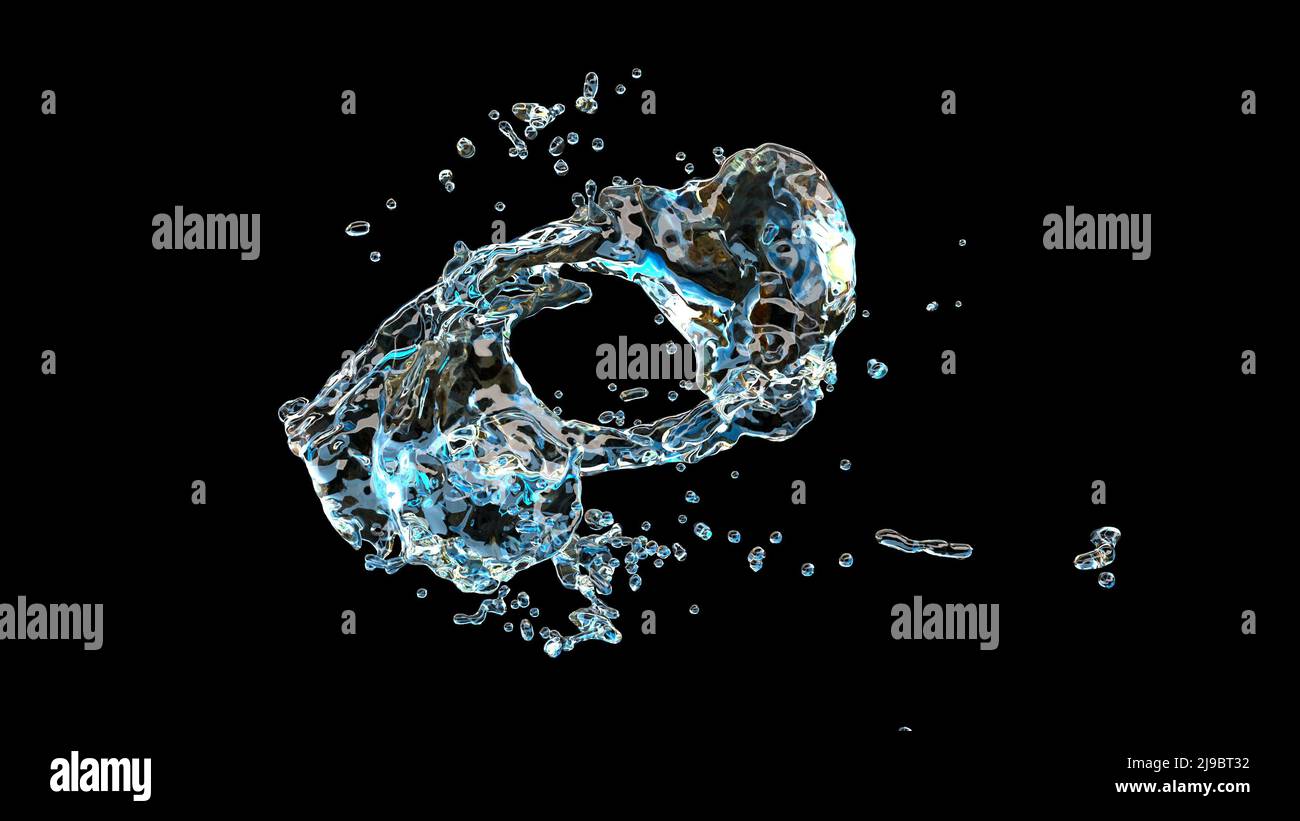 Blue water splash on black Crystal clear liquid super slow motion 1000 ...