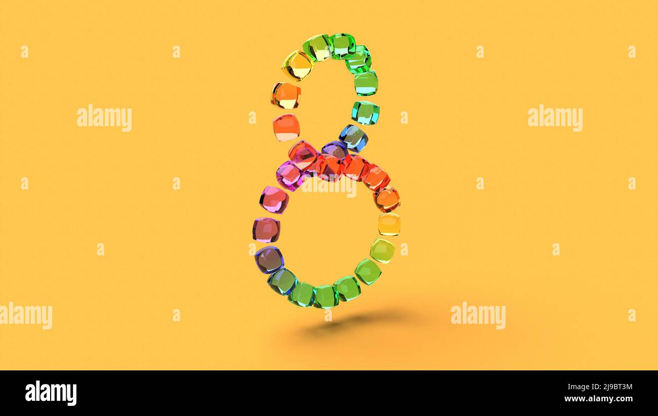 Glass spheres number 8 Color gradient animation Futuristic concept ...