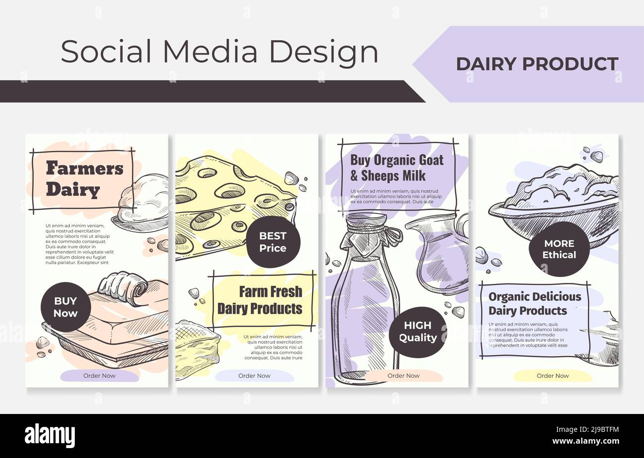 Template story banner design with dairy product ad Stock Vector Image ...