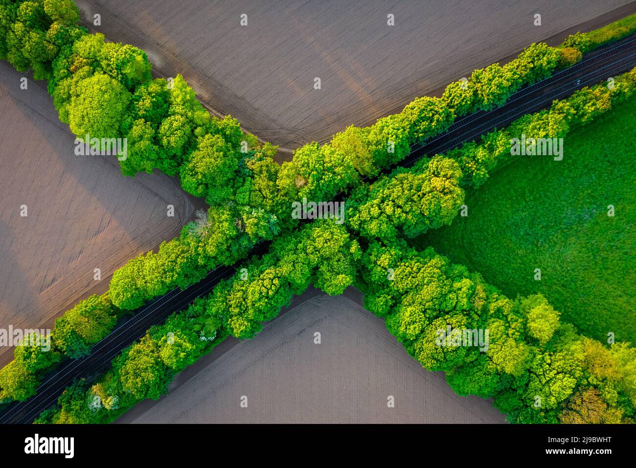 Railway Cross from above Stock Photo - Alamy