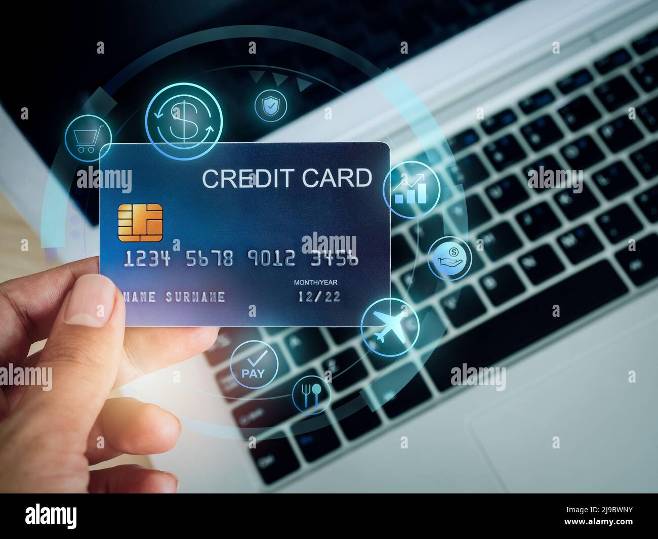 Payment online concept. Close up financial transaction icons, money ...