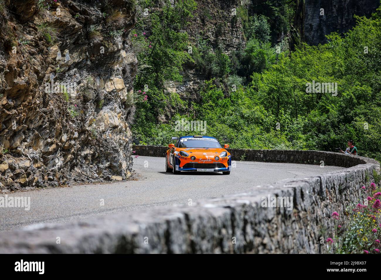 07 SAUNIER Julien, VAUCLARE Fred, Alpine A110, action during the Rallye Antibes Côte d’Azur 2022 ...