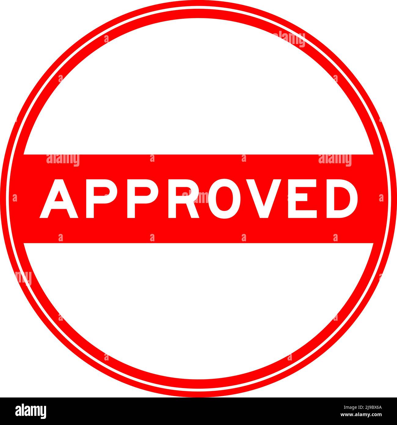 Red color round seal sticker in word approved on white background Stock ...