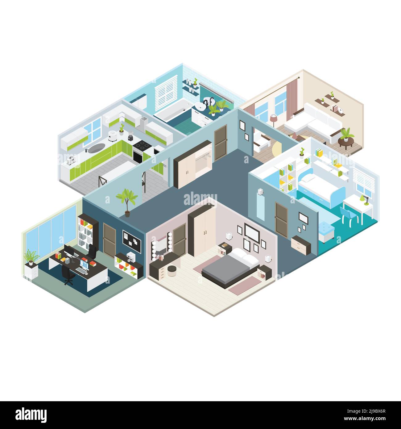 Isometric house interior view layout of residential premises with ...