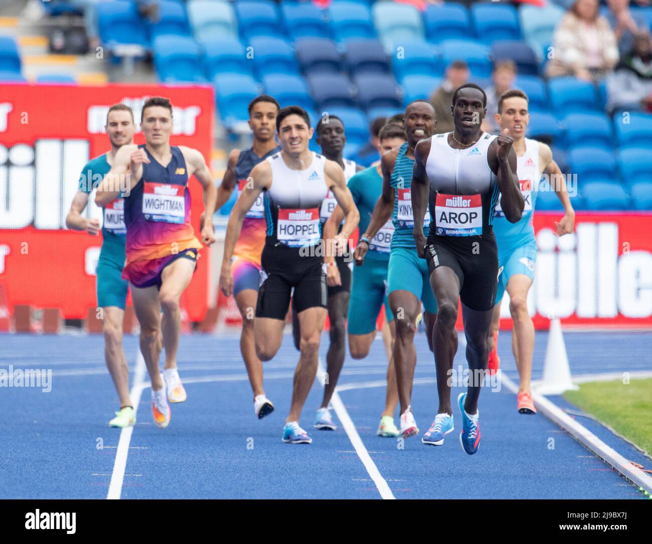 Marco Arop competing in the men’s 800m A race at the Birmingham Diamond ...
