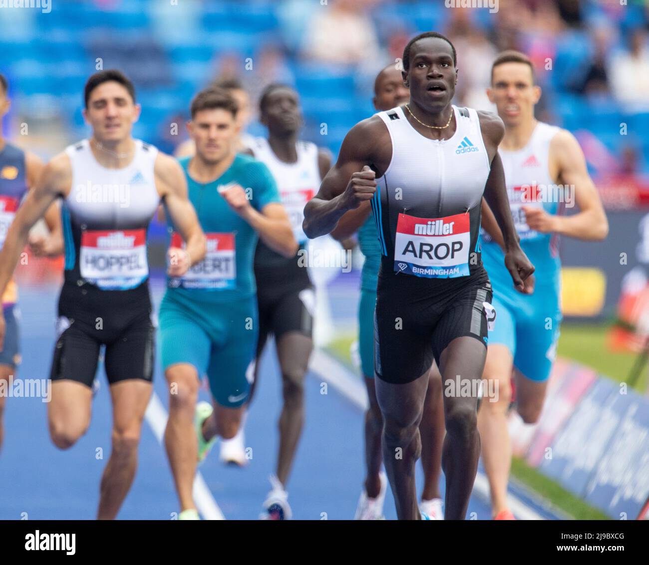 Marco Arop competing in the men’s 800m A race at the Birmingham Diamond ...