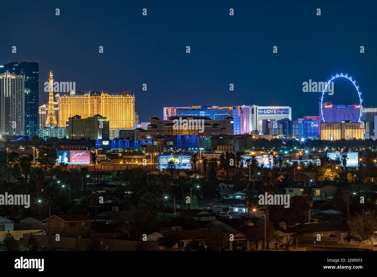 Nevada USA City of Las Vegas Skyline and Cityscape at Night Stock Photo ...