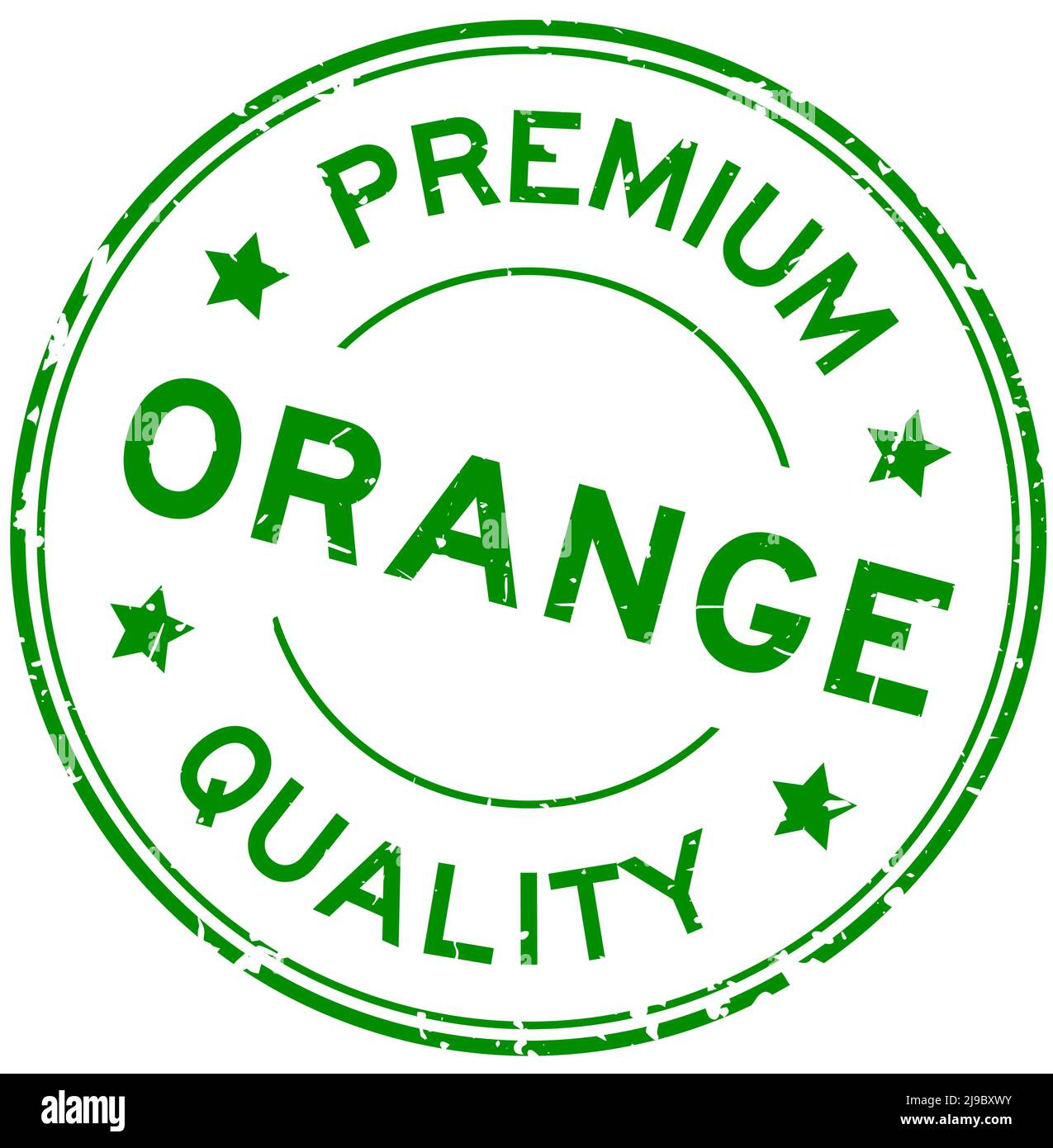 Grunge green premium quality orange word round rubber seal stamp on ...