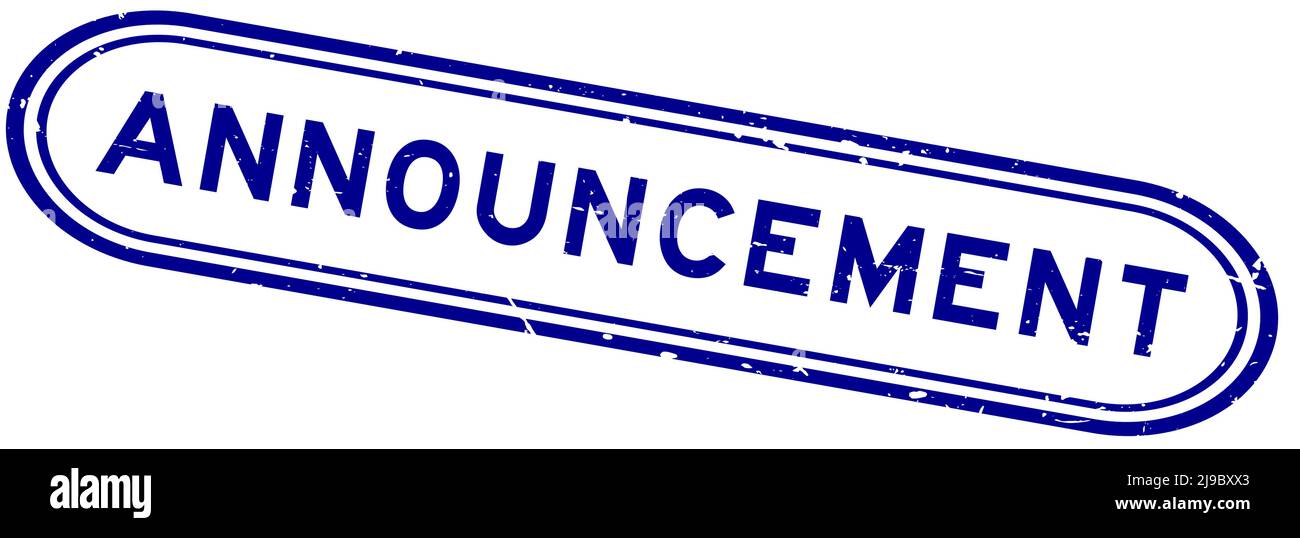 Grunge blue announcement word rubber seal stamp on white background ...