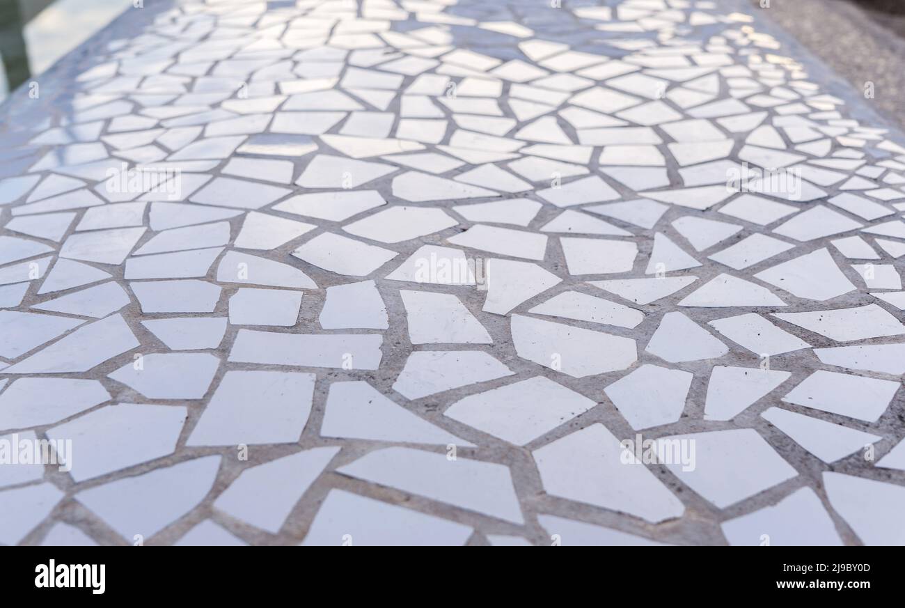 Pattern of broken white tiles, brittle, mosaic, trencadis breakable ...