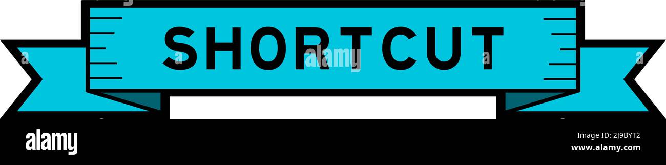 Ribbon label banner with word shortcut in blue color on white ...