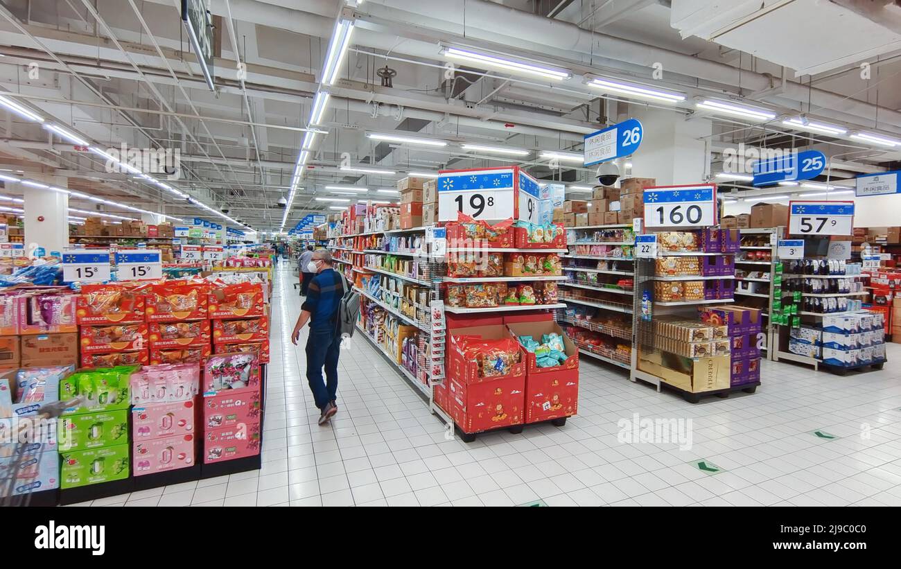 SHANGHAI, CHINA - MAY 21, 2022 - Citizens shop at a newly reopened Wal ...