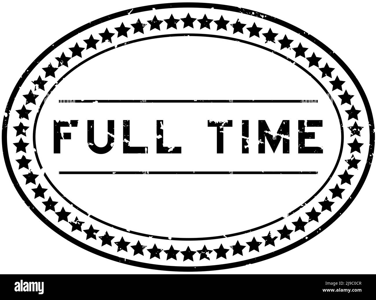 Grunge black full time word oval rubber seal stamp on white background ...