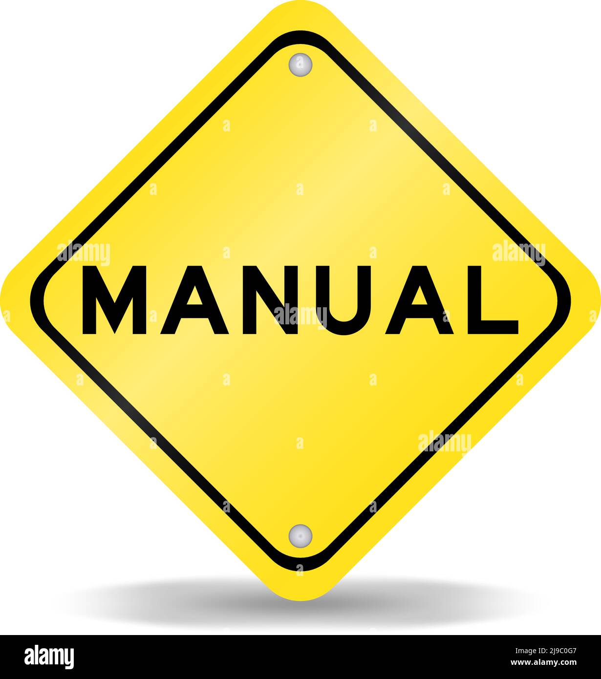 Yellow color transportation sign with word manual on white background ...