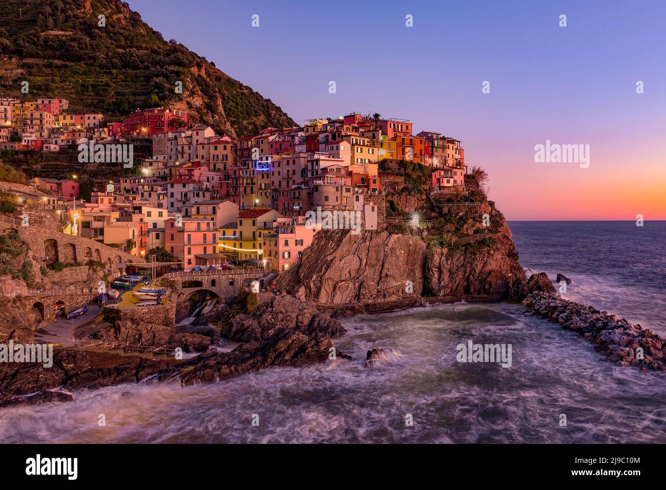 Colorful cliffside houses in Maranola, Cinque Terre, northern Italy ...
