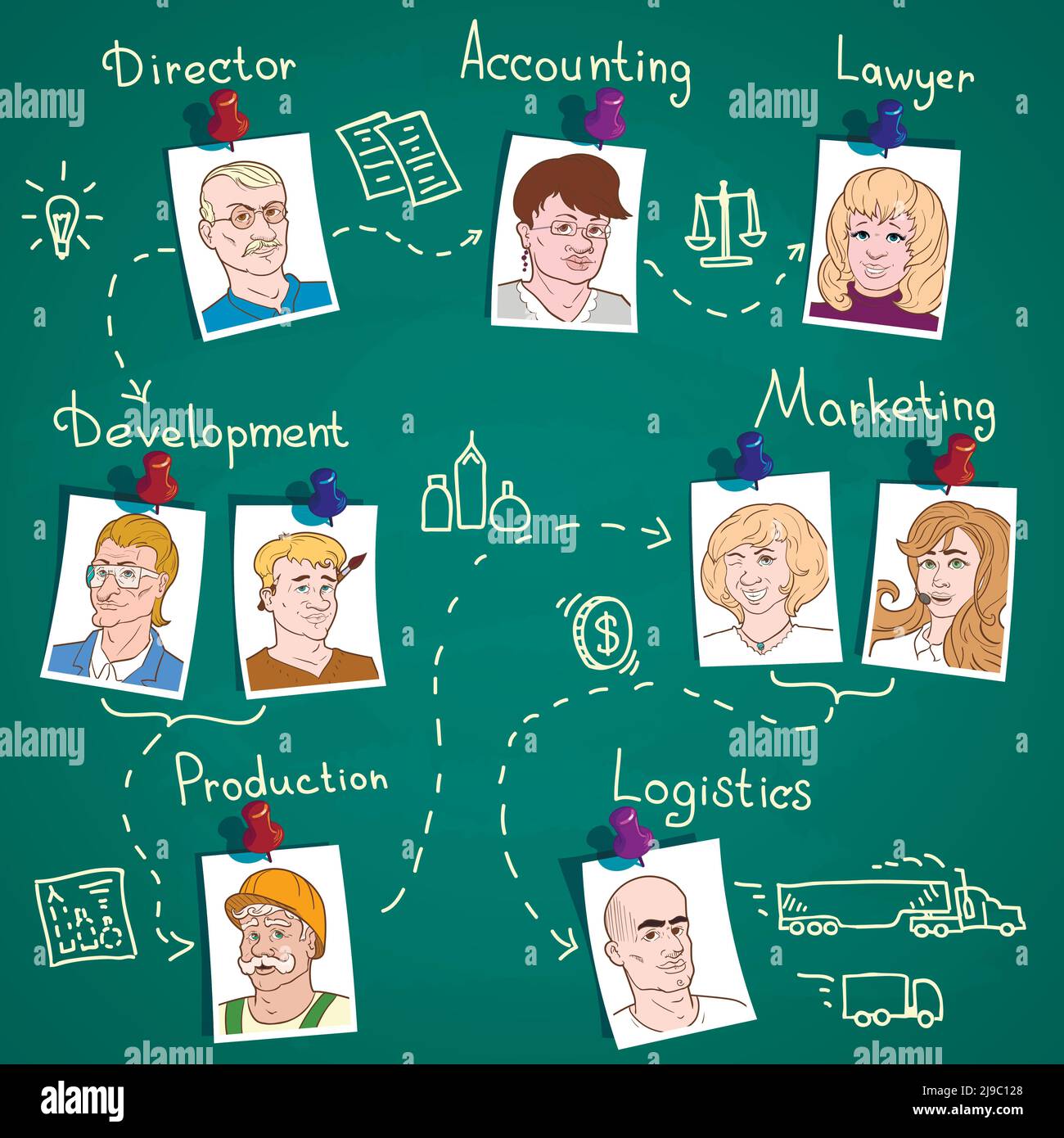 Business team Infographics with pictures of office employees ...