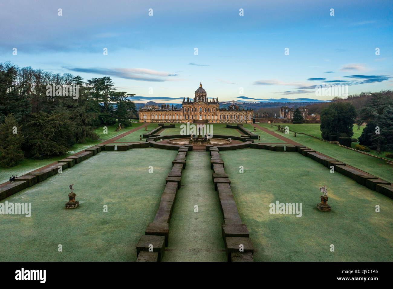 Aerial view of the gardens of Castle Howard in North Yorkshire Stock ...