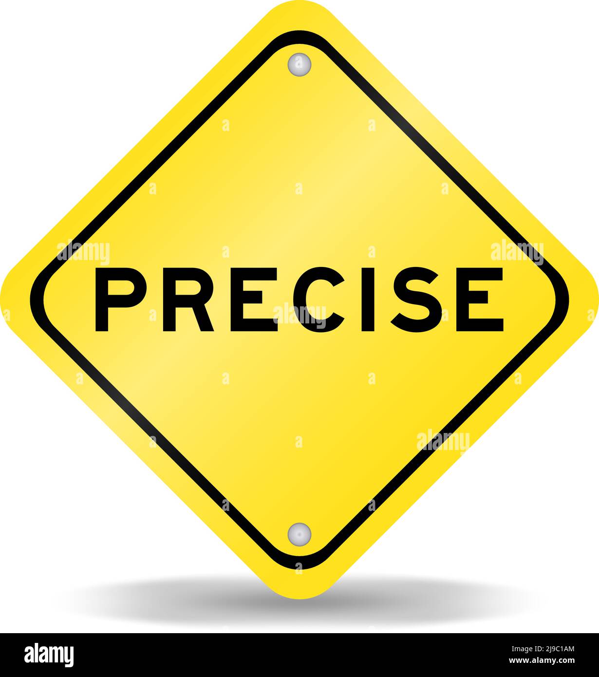 Yellow color transportation sign with word precise on white background ...