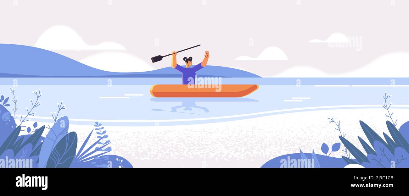 woman rowing small boat girl paddling canoe kayaking canoeing paddling ...