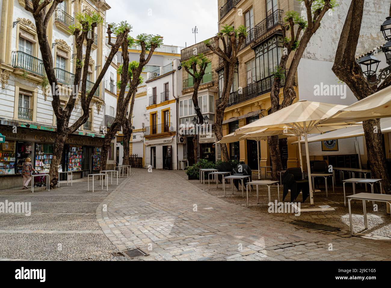 Jerez, Andalusia, Spain--May 21, 2022. A wide angle photo looking down ...