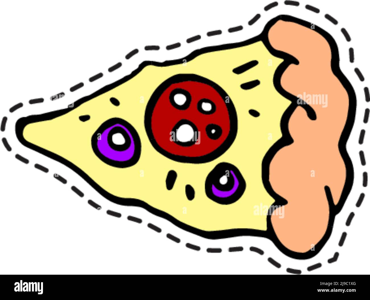Italian pizza with salami and cheese, sticker Stock Vector Image & Art ...
