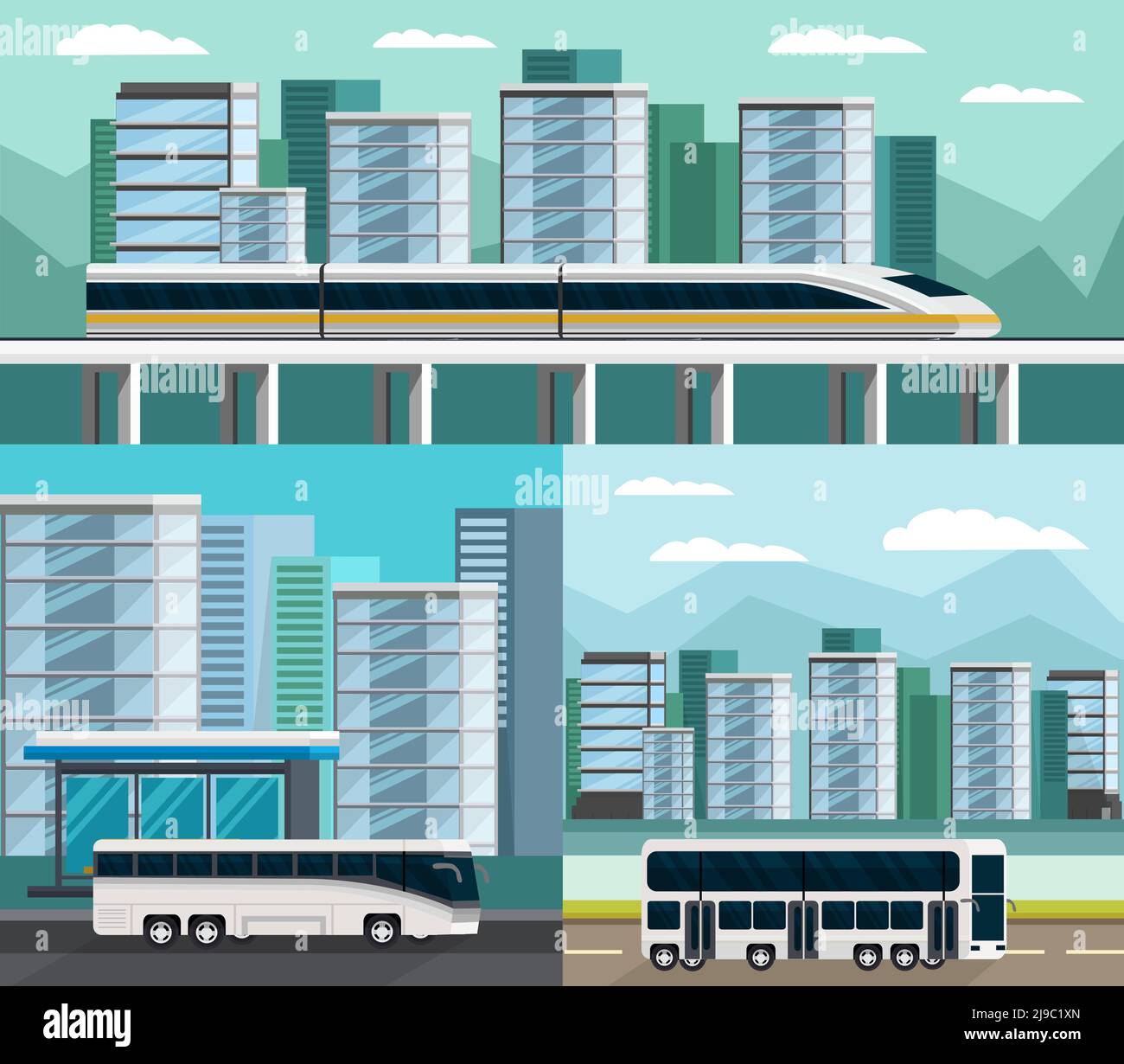 Buses and buildings Stock Vector Images - Alamy
