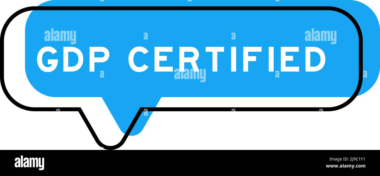 Speech banner and blue shade with word GDP (Good distribution practice ...