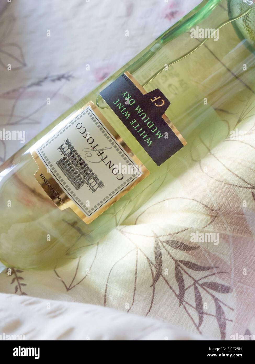 Medium Dry white wine Conte Fosco. 2021 Stock Photo - Alamy