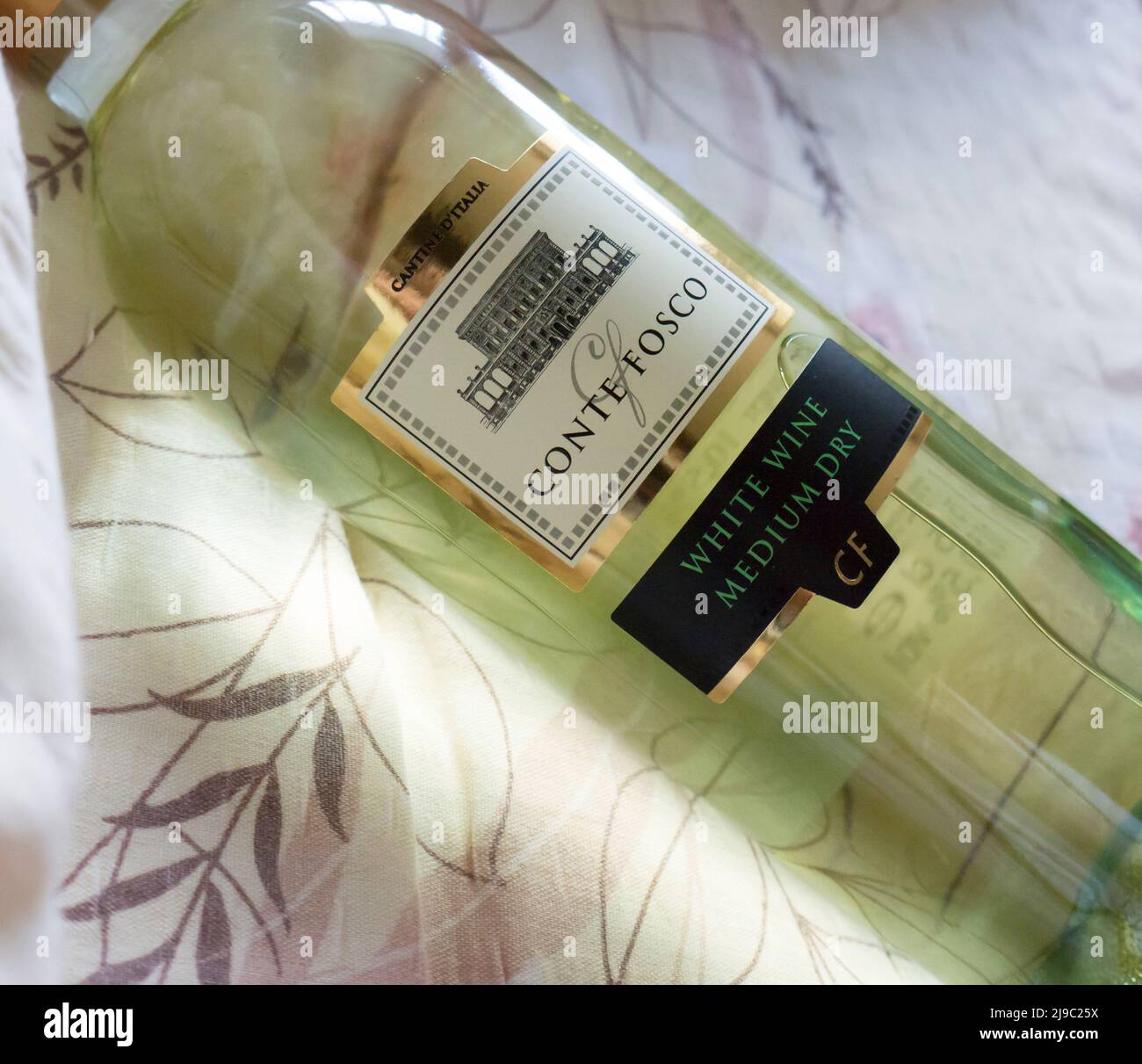 Medium Dry white wine Conte Fosco. 2021 Stock Photo - Alamy