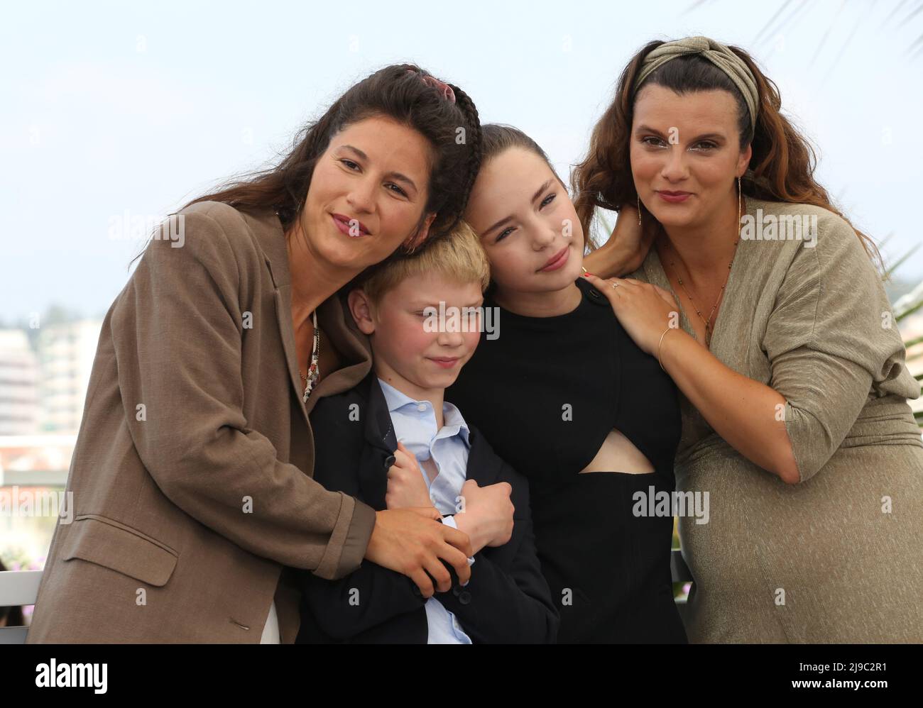 Cannes, France. 22nd May, 2022. Lise Akoka, Timeo Mahaut, Mallory ...