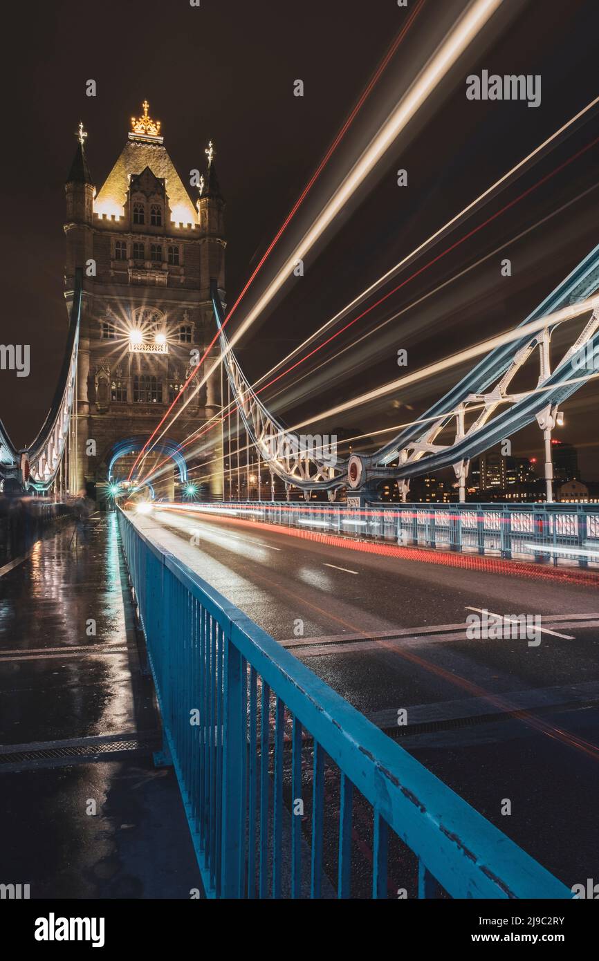Union Jack lights on Tower Bridge Stock Photo - Alamy