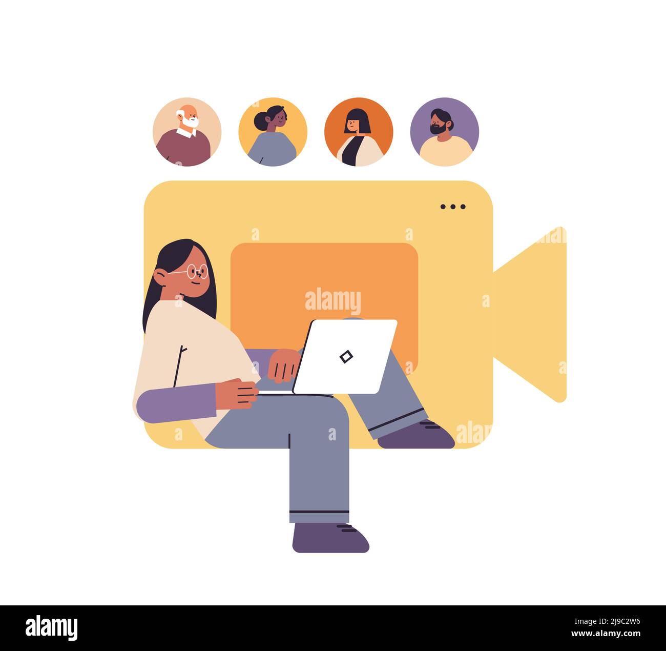 Portrait man woman having meeting Stock Vector Images - Alamy