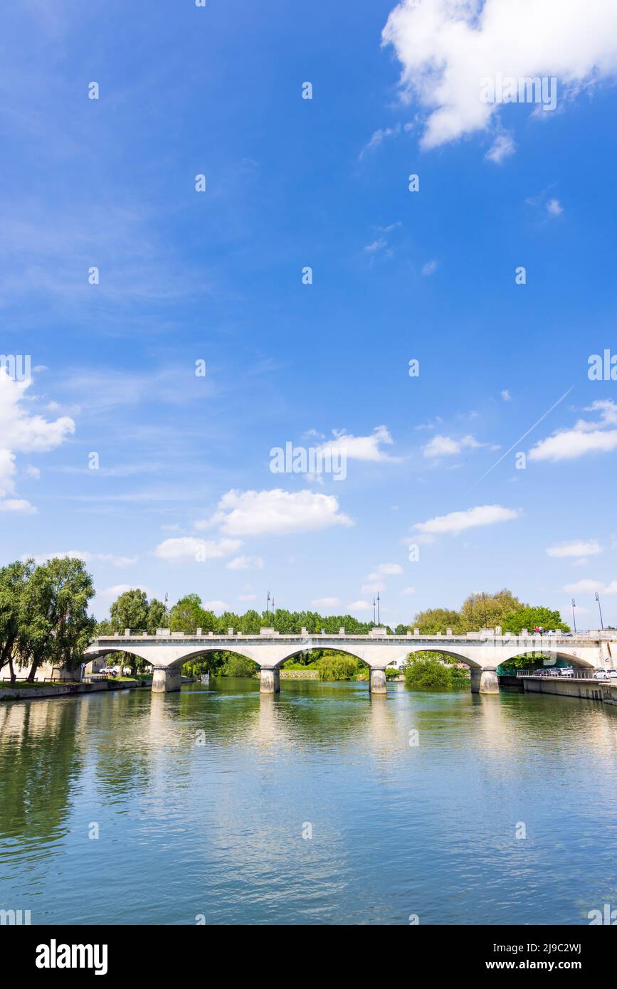 Charente river and main entrance bridge Cognac in Charente France Stock ...