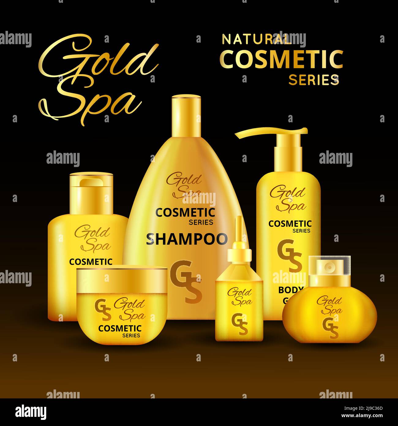 Luxury cosmetic products design with typographic lettering at golden ...