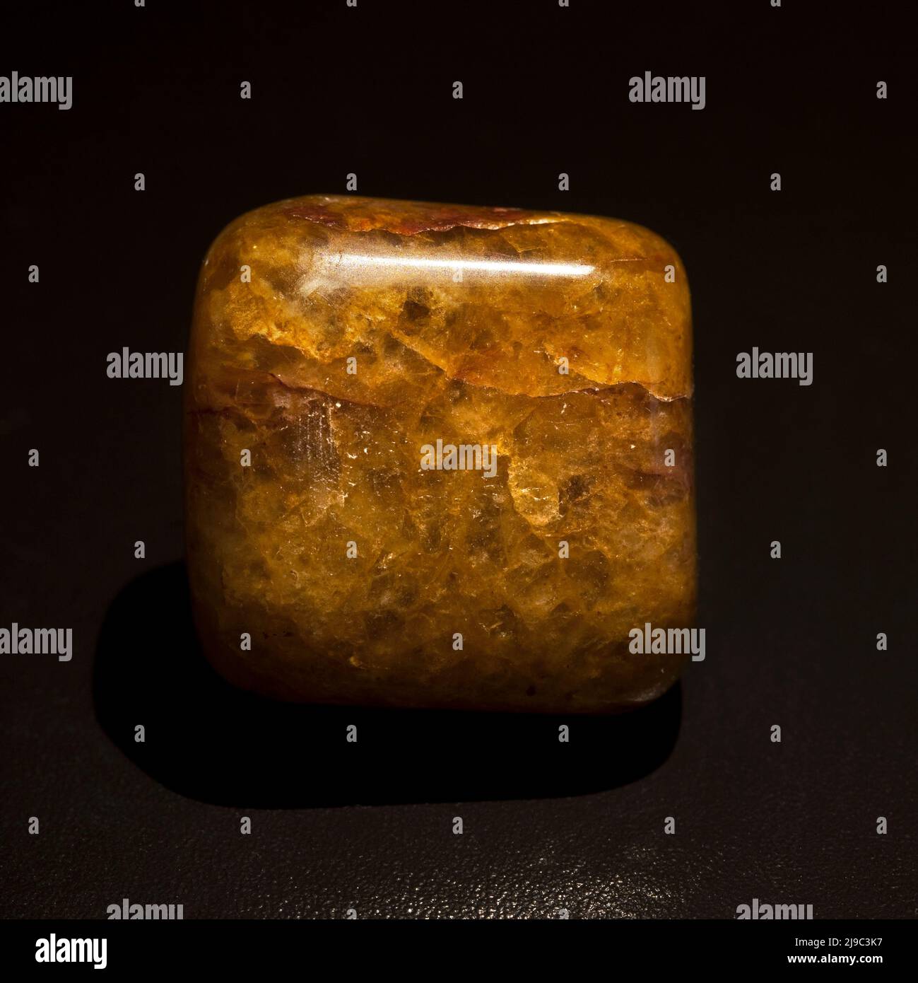 Macro close up colour photograph of 'Golden Quartz' a semi precious ...