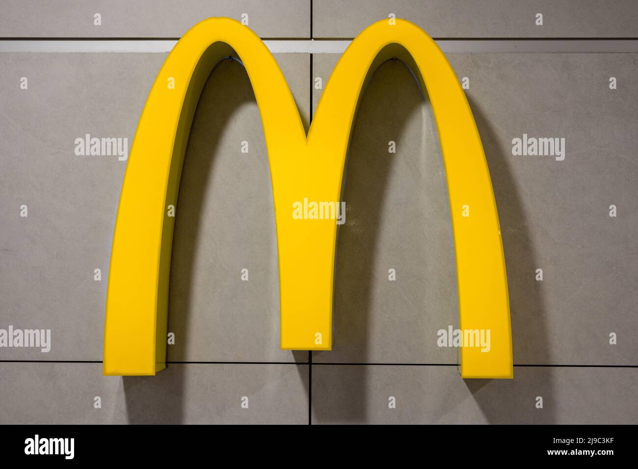 Istanbul, Turkey - January, 2022: close up yellow McDonald's symbol on ...